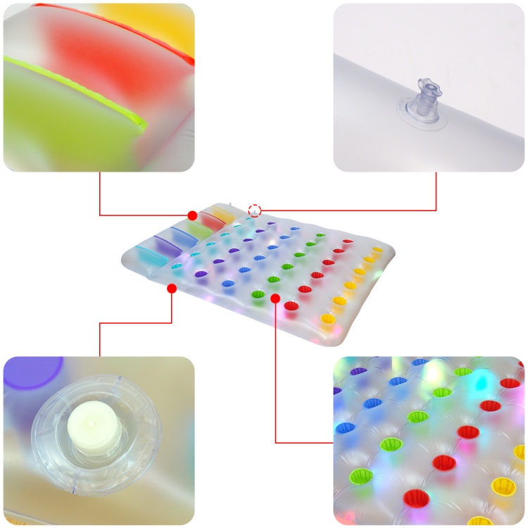 Solar Powered LED Inflatable Pool Air Mattress with Built-in Pillow ...